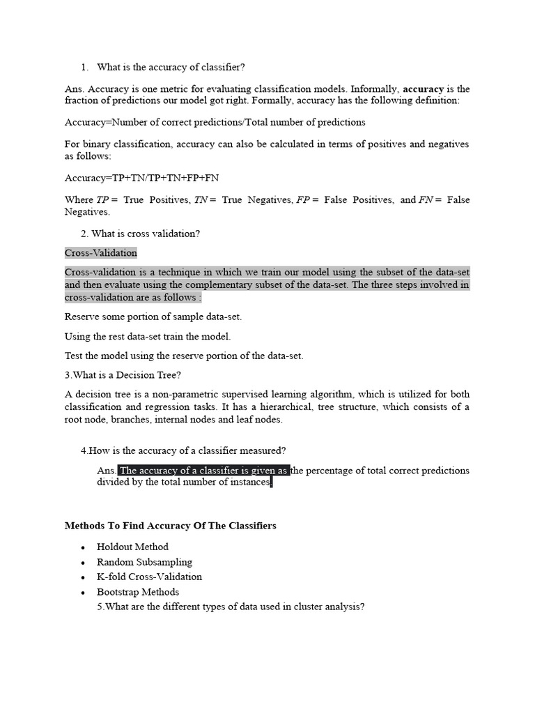 Unit 4 DWDM | PDF | Statistical Classification | Cross Validation (Statistics)