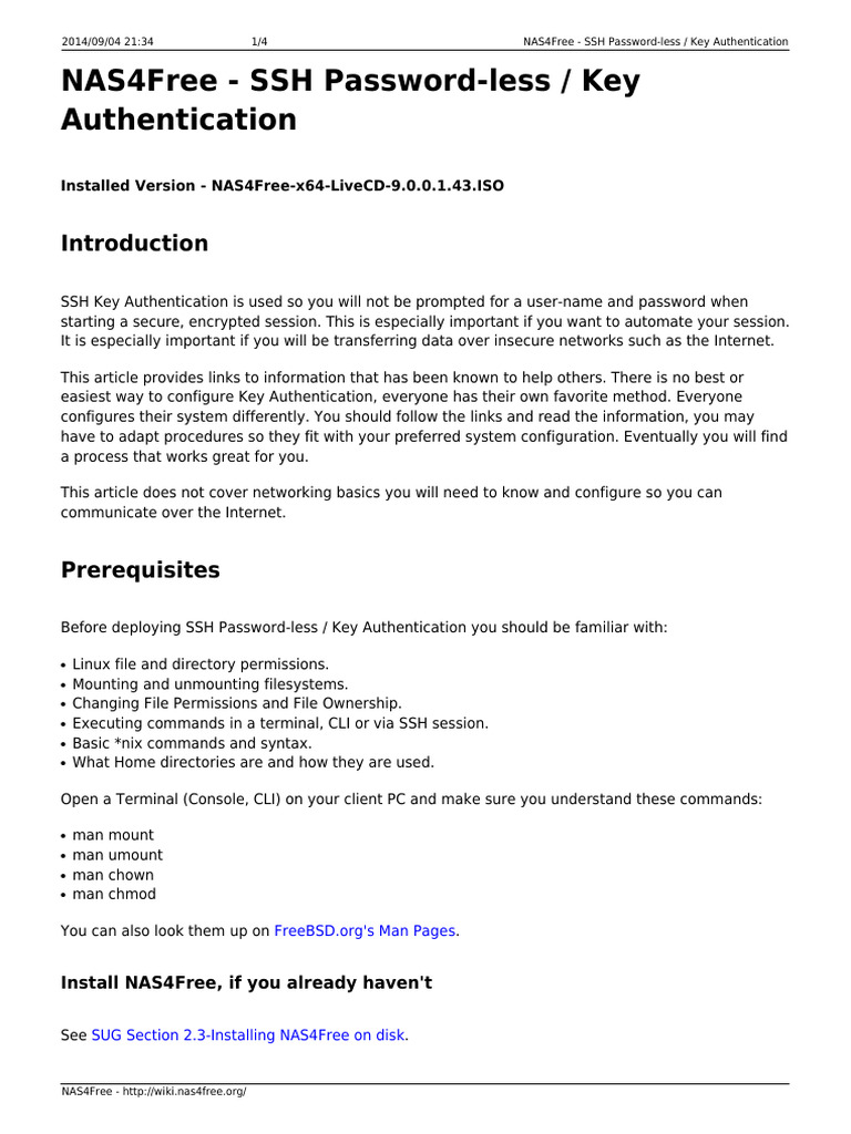 Nas4free - SSH Password-Less Key Authentication | PDF | Secure Shell | Superuser