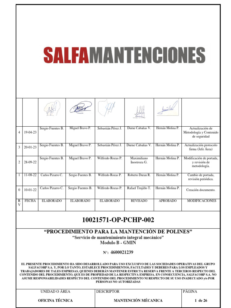 Procedimiento de Mantención de Polines | PDF | Pistola | Pantalla de cristal líquido