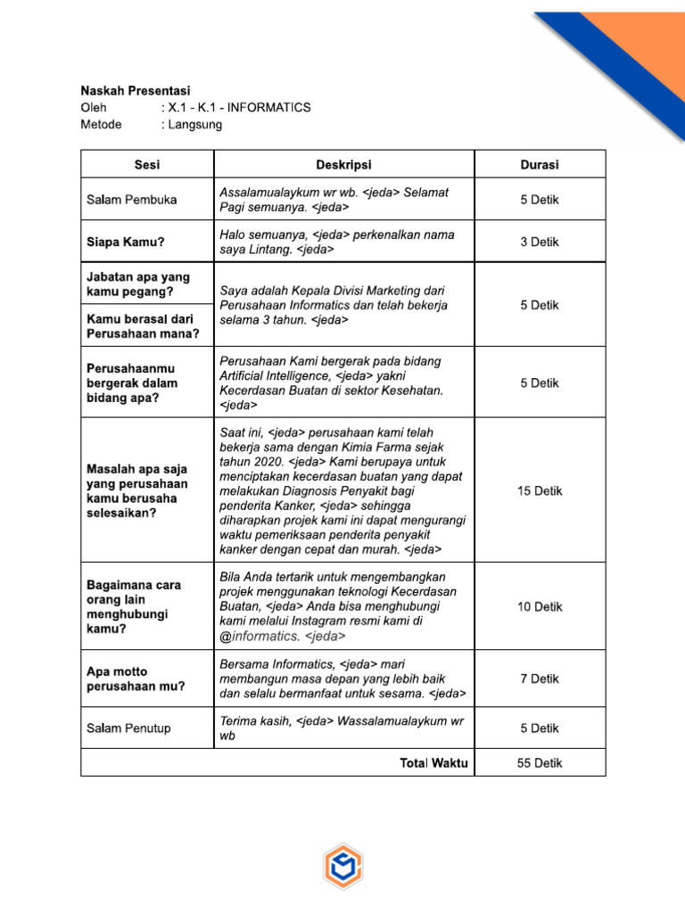 Contoh Naskah Presentasi | PDF