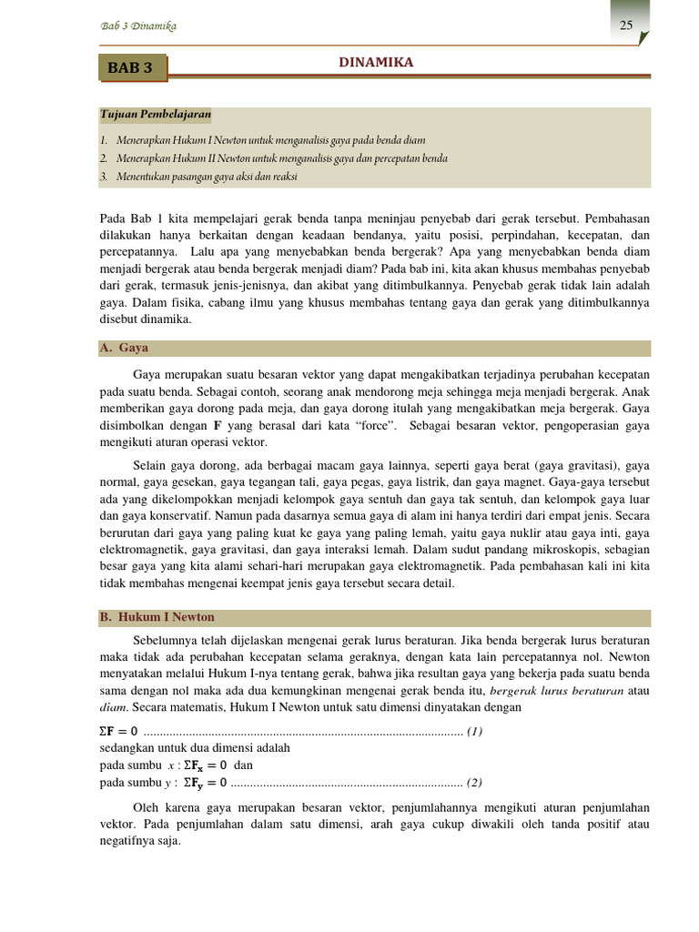 Bab 3 Dinamika | PDF