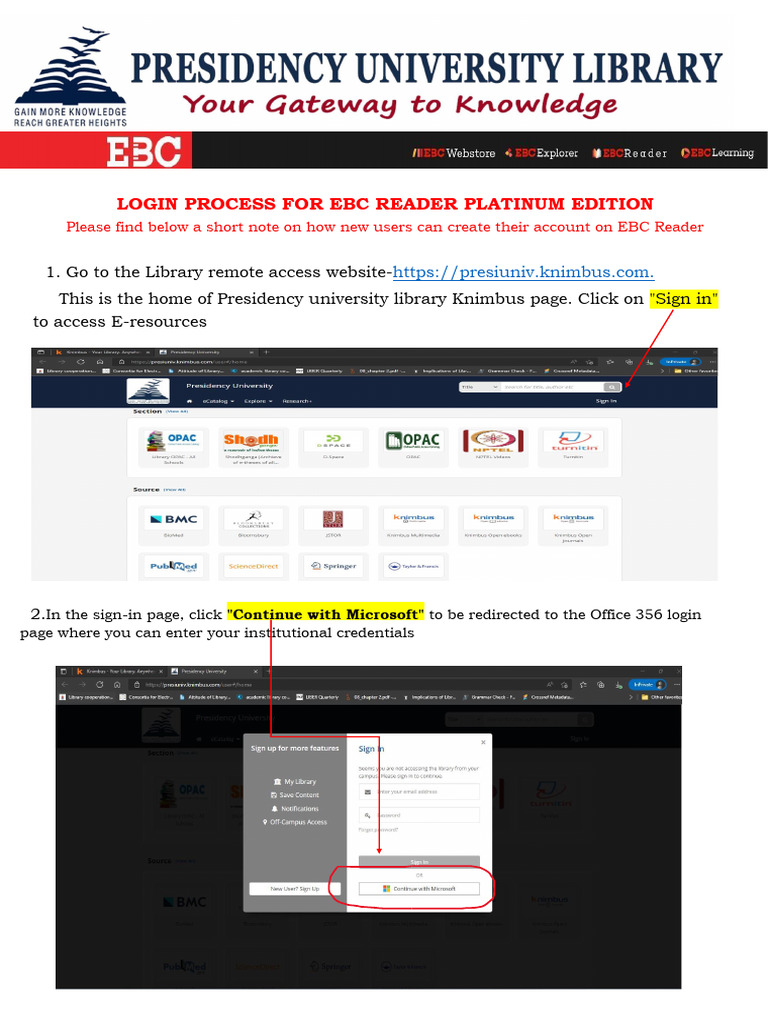 EBC Reader Login Guide for Students | PDF | Login | Computing