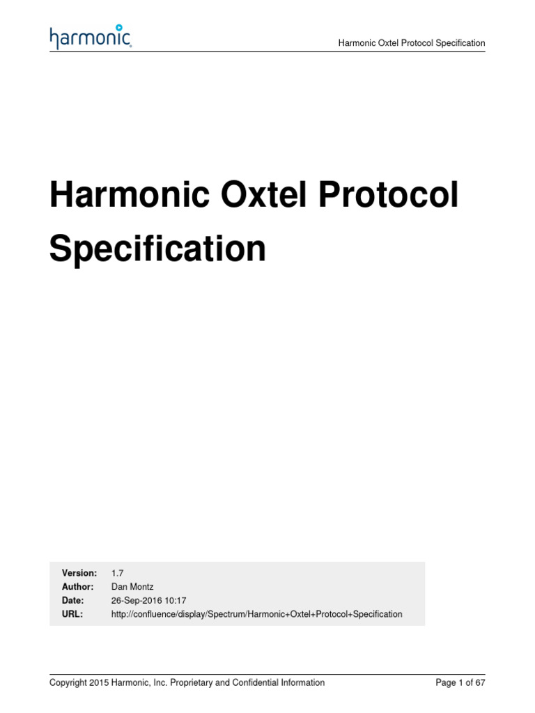 Harmonic Oxtel Protocol Specification v1 - 7 | PDF