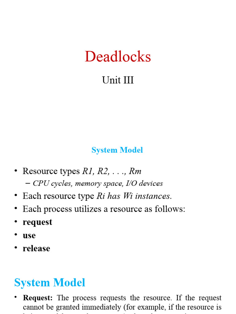 Unit III Deadlocks-1 | PDF