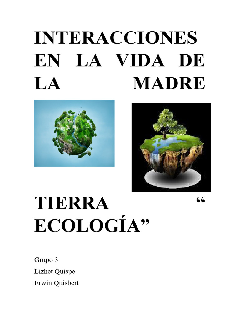 INTERACCIONES EN LA VIDA DE LA MADRE TIERRA Erwin y Lizhet | PDF ...