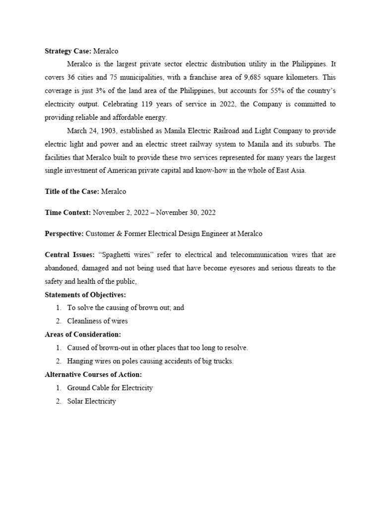 Case Study Meralco | PDF