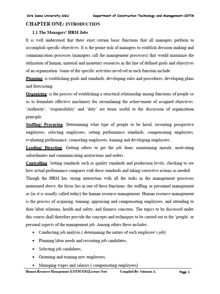 HRM Chapter 1 | PDF | Human Resources | Human Resource Management