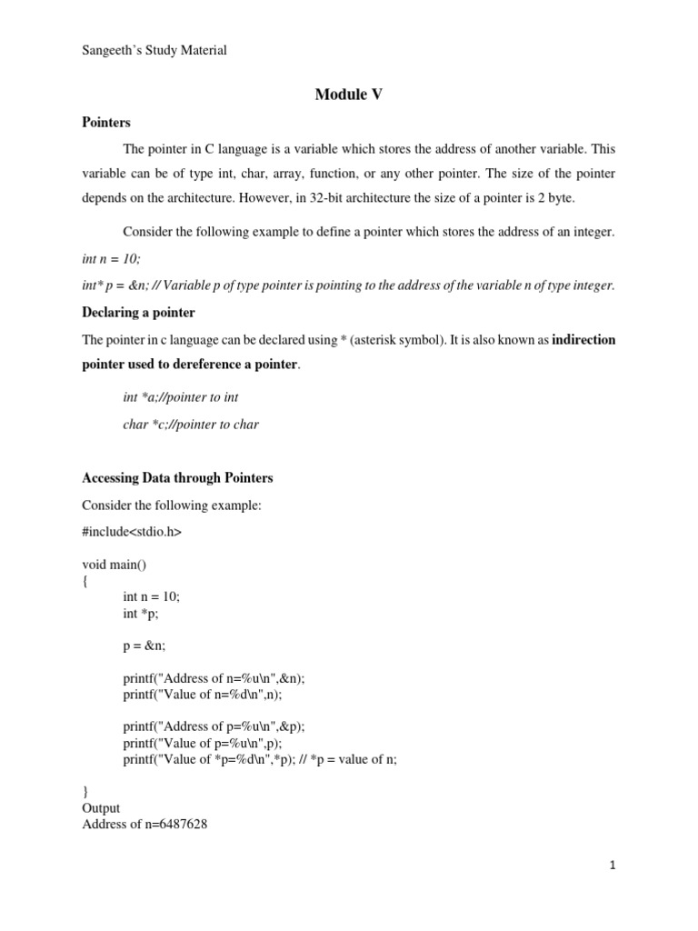Est102 Module 5 Pdf Pointer Computer Programming Computer File 6326