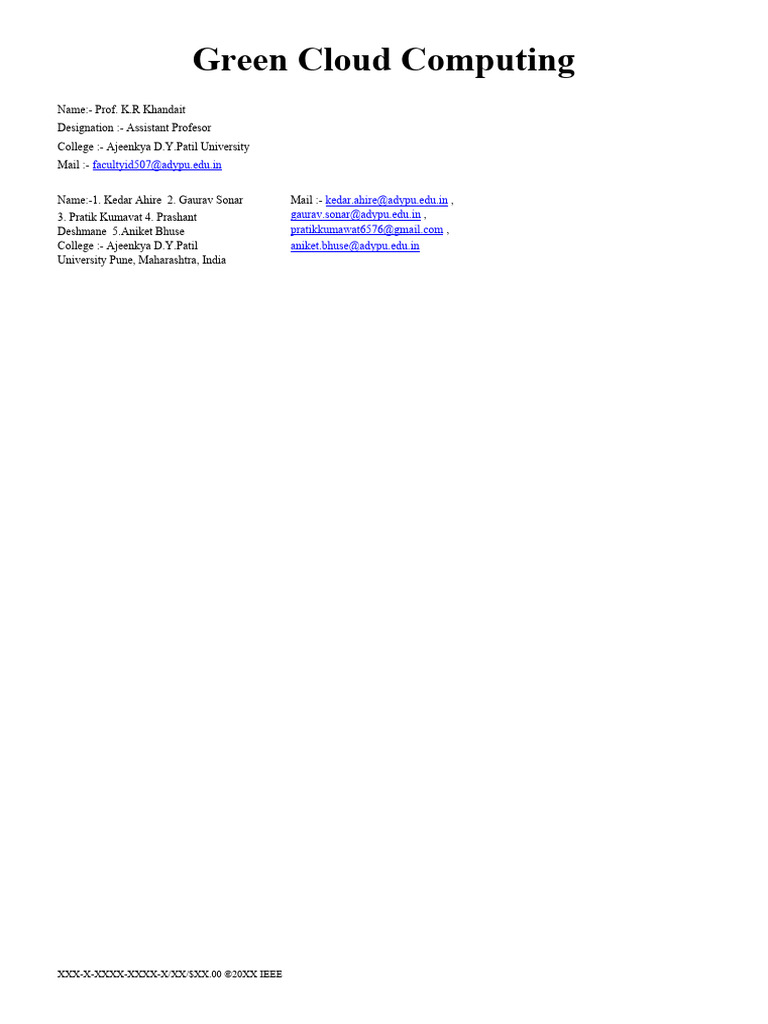 GREEN CLOUD COMPUTING New | PDF | Efficient Energy Use | Cloud Computing