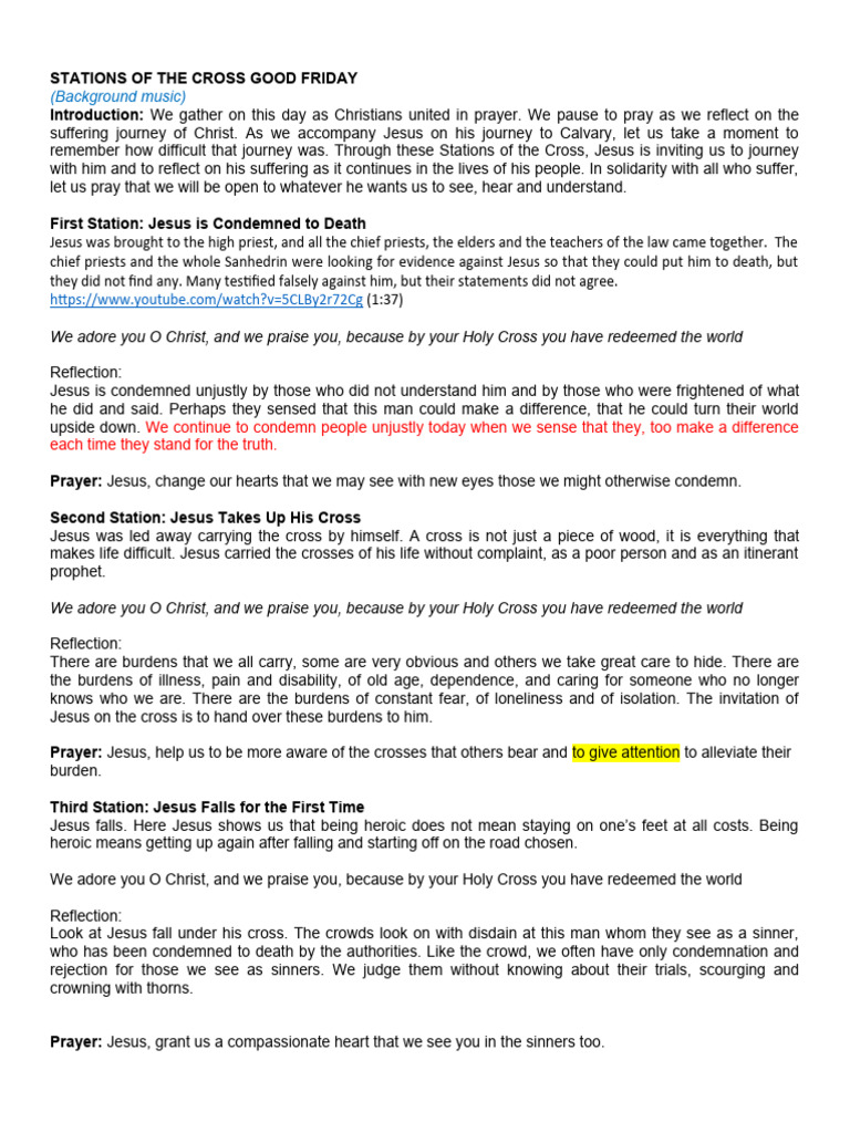 Station of The Cross Good Friday | PDF | Jesus | Prayer