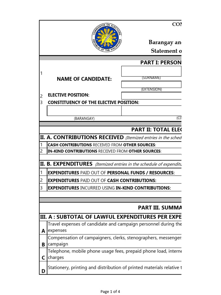 Election Contribution and Expenditure Report | PDF | Expense | Elections