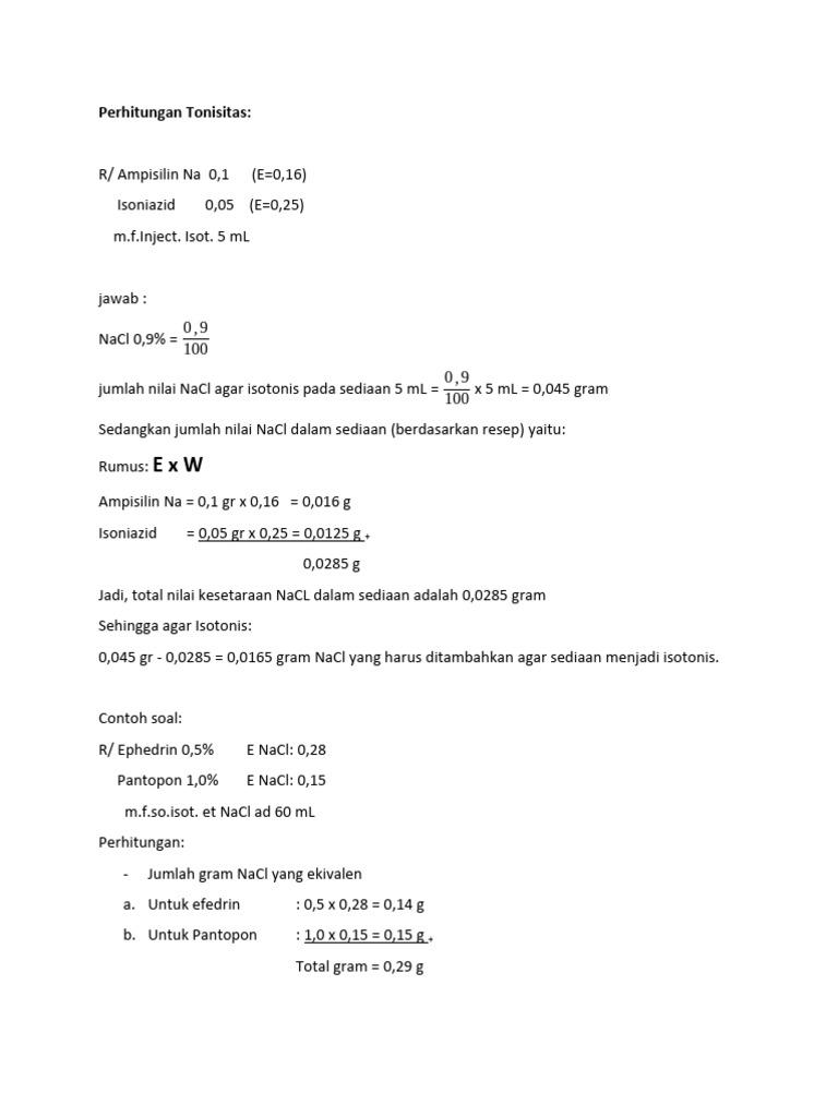 Perhitungan Tonisitas | PDF