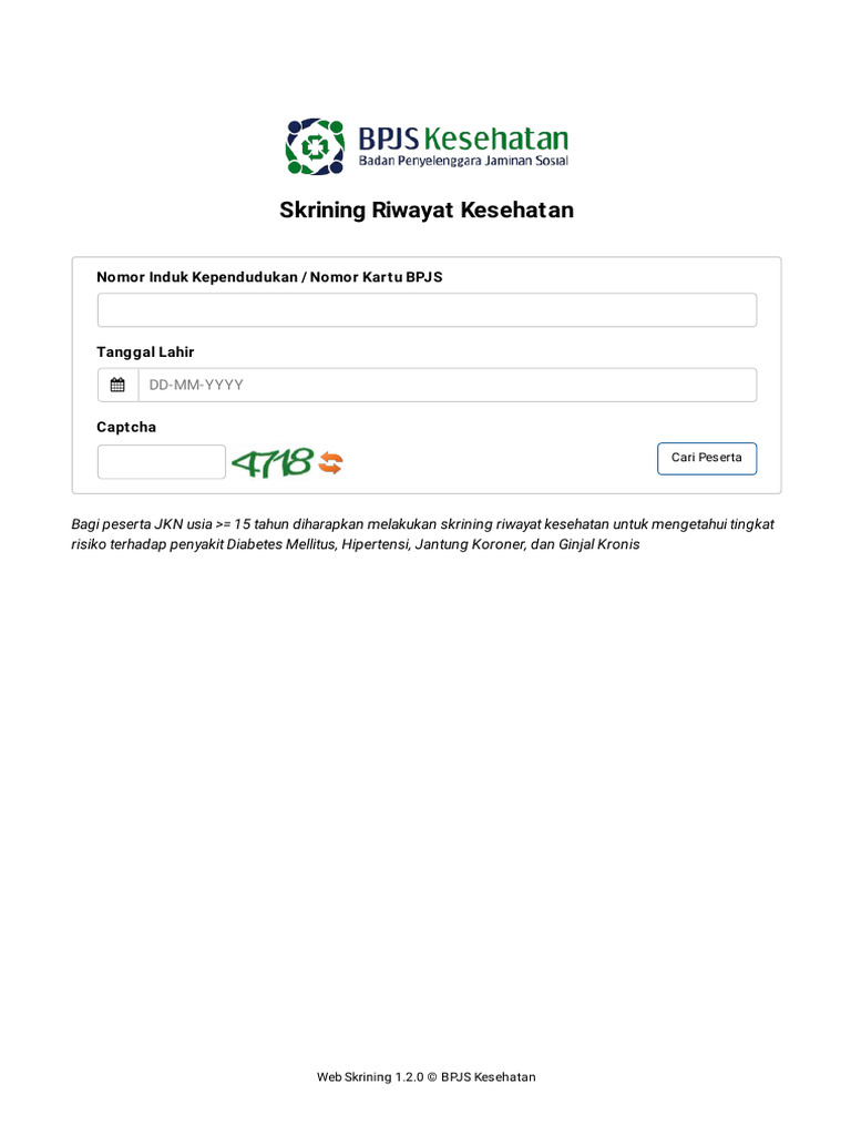 Web Skrining BPJS Kesehatan | PDF