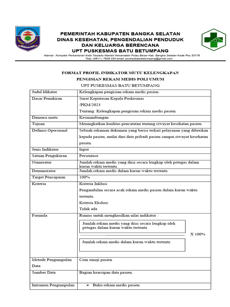 Indikator Mutu Poli Umum | PDF