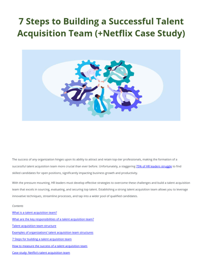 7 Steps To Building A Successful Talent Acquisition Team | PDF