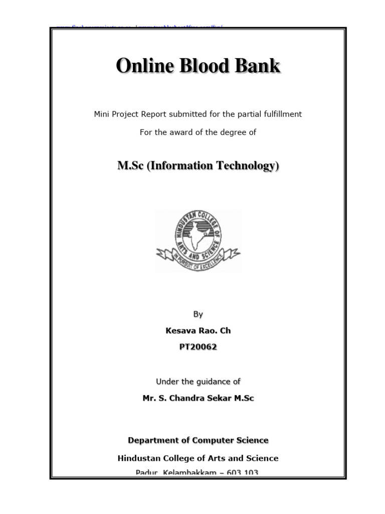 Blood Bank Management System Project Report Big 1 | PDF | World Wide ...