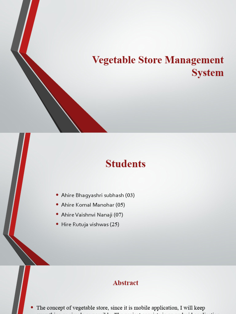 Vegetable Store Management System | PDF