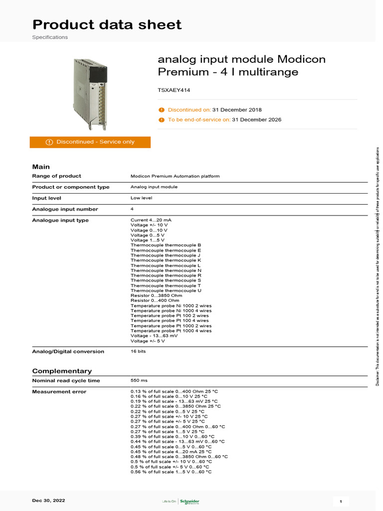 Modicon Premium Module Specs | PDF | Thermocouple | Resistor