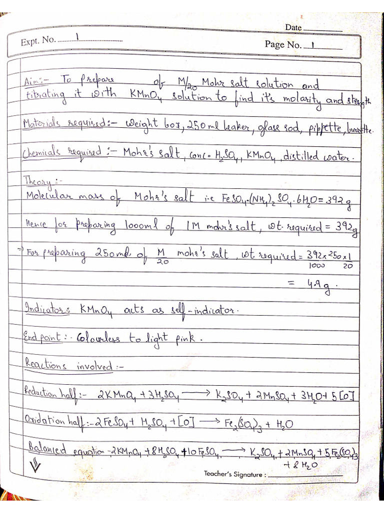 Chemistry Practical File | PDF