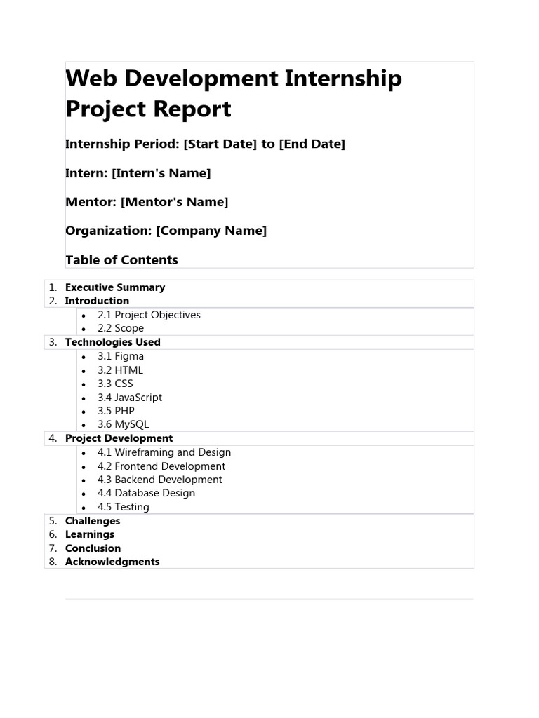 Web Development Internship Project Report Sample | PDF | Websites ... Web Development Internship Project Report Sample | PDF | Websites ...