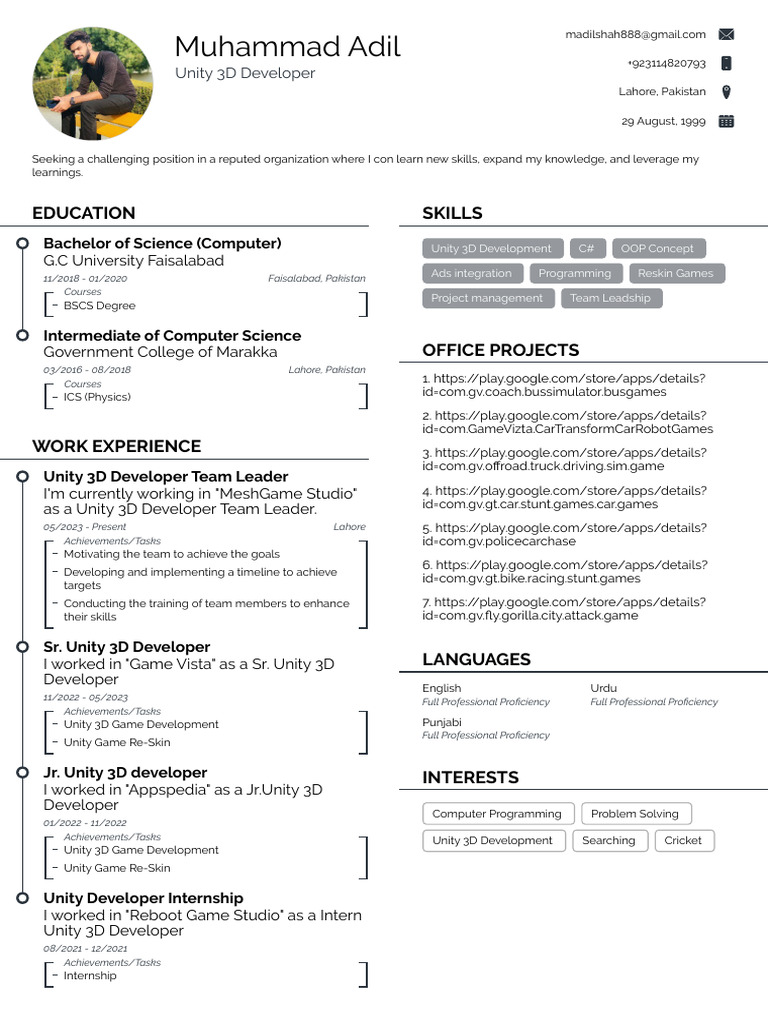 Muhammad's Resume | PDF | Cognitive Psychology | Intelligence