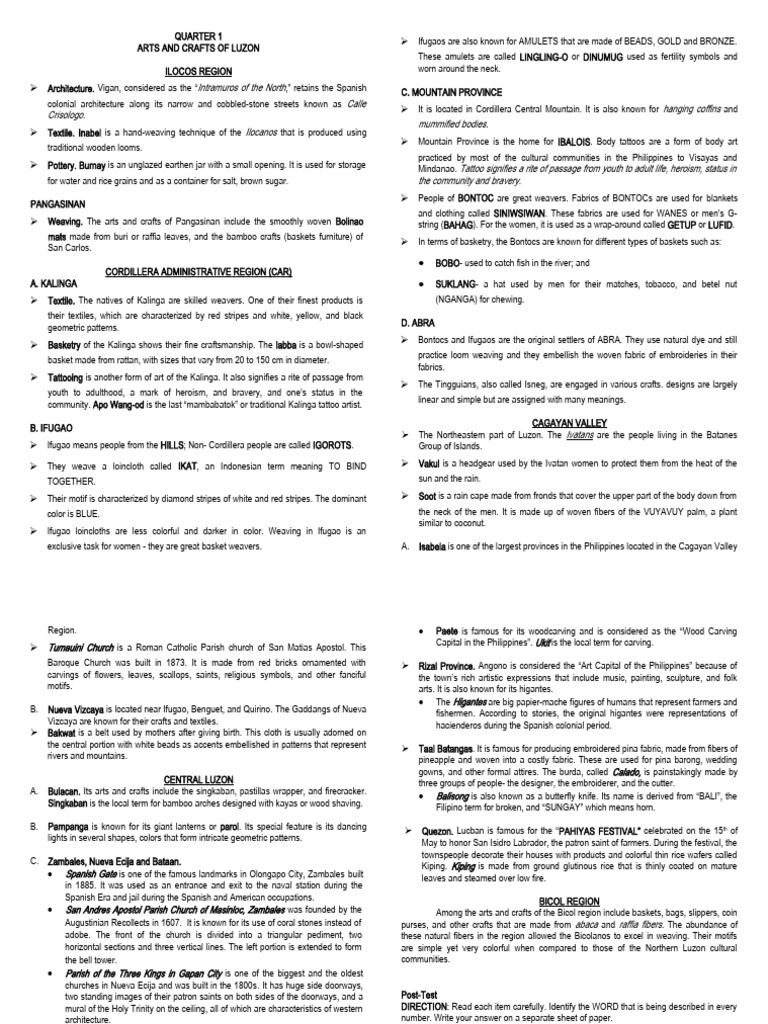 Arts Lesson Q1 Act | PDF | Weaving