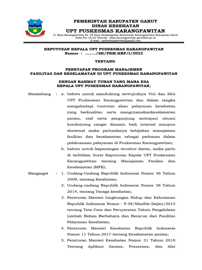 SK Penetapan Program MFK Karangpawitan | PDF