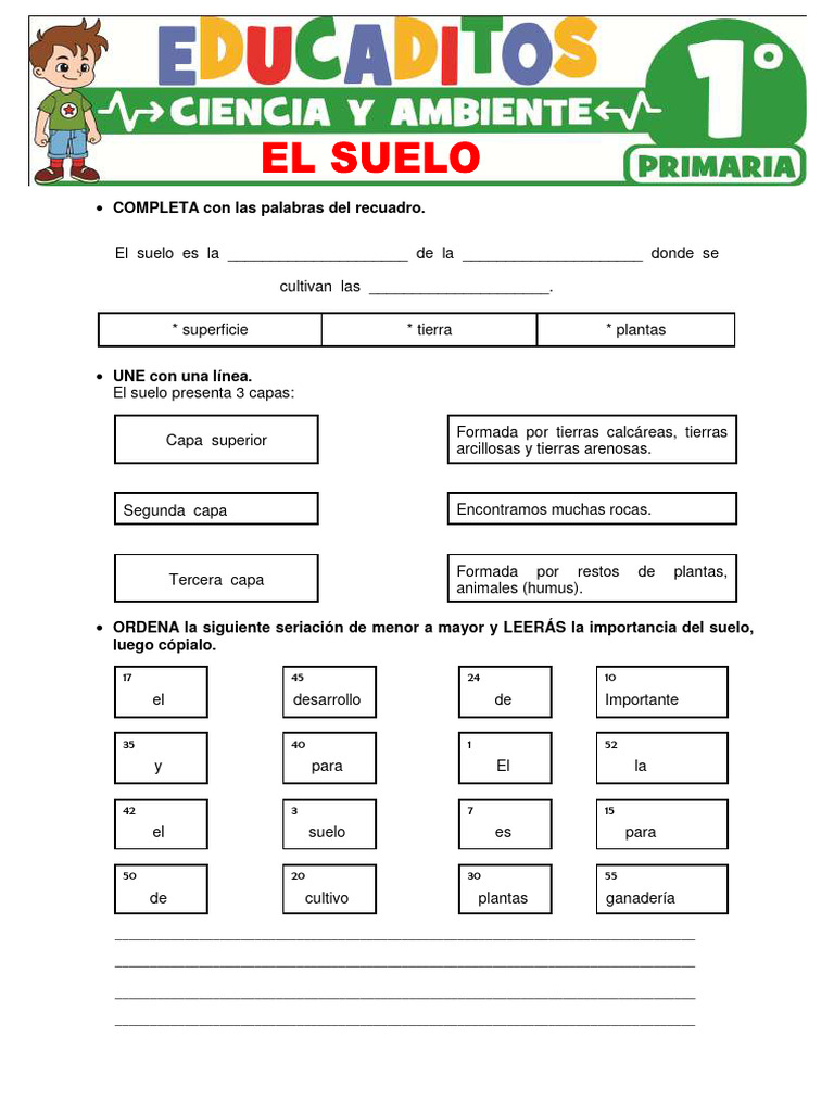 Actividades sobre las capas del suelo | PDF | Suelo | Ciencias de la Tierra