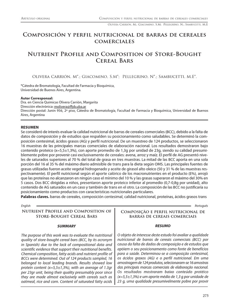 Barras de Cereales | PDF