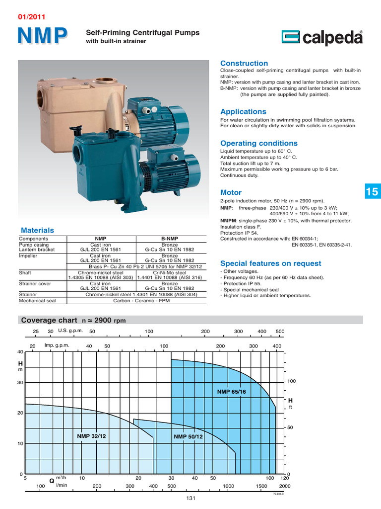Calpeda Catalogue - en - 50hz NMP | PDF | Pump | Electric Motor