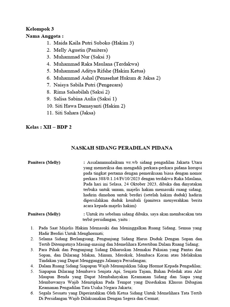 Naskah Sidang Peradilan Pidana | PDF Naskah Sidang Peradilan Pidana | PDF
