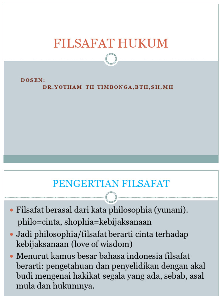 Filsafat Hukum: Pengertian dan Manfaat | PDF