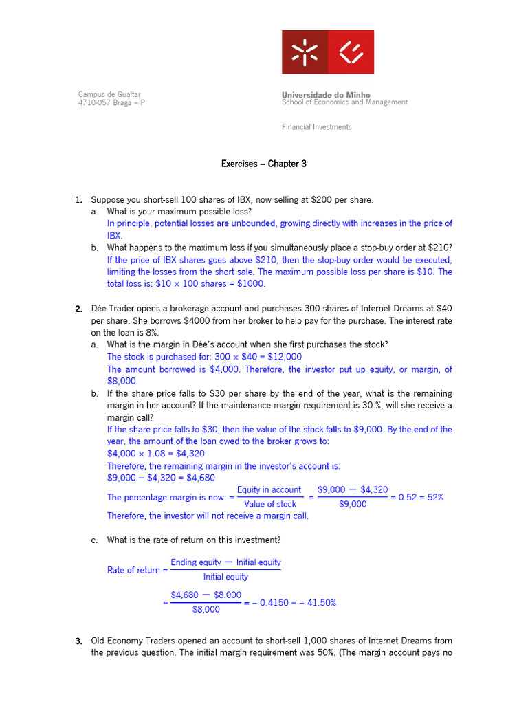 Exercises Chapter 3 With Solutions Download Free Pdf Margin