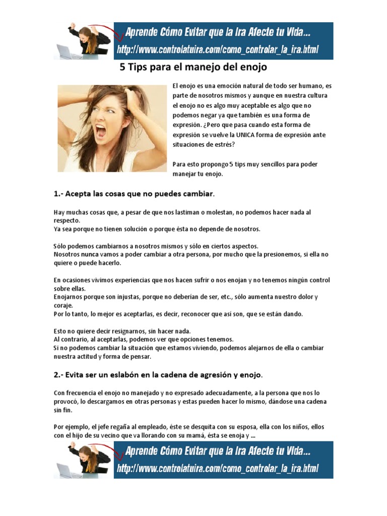 5 Consejos para Manejar el Enojo | PDF | Ira | Las emociones