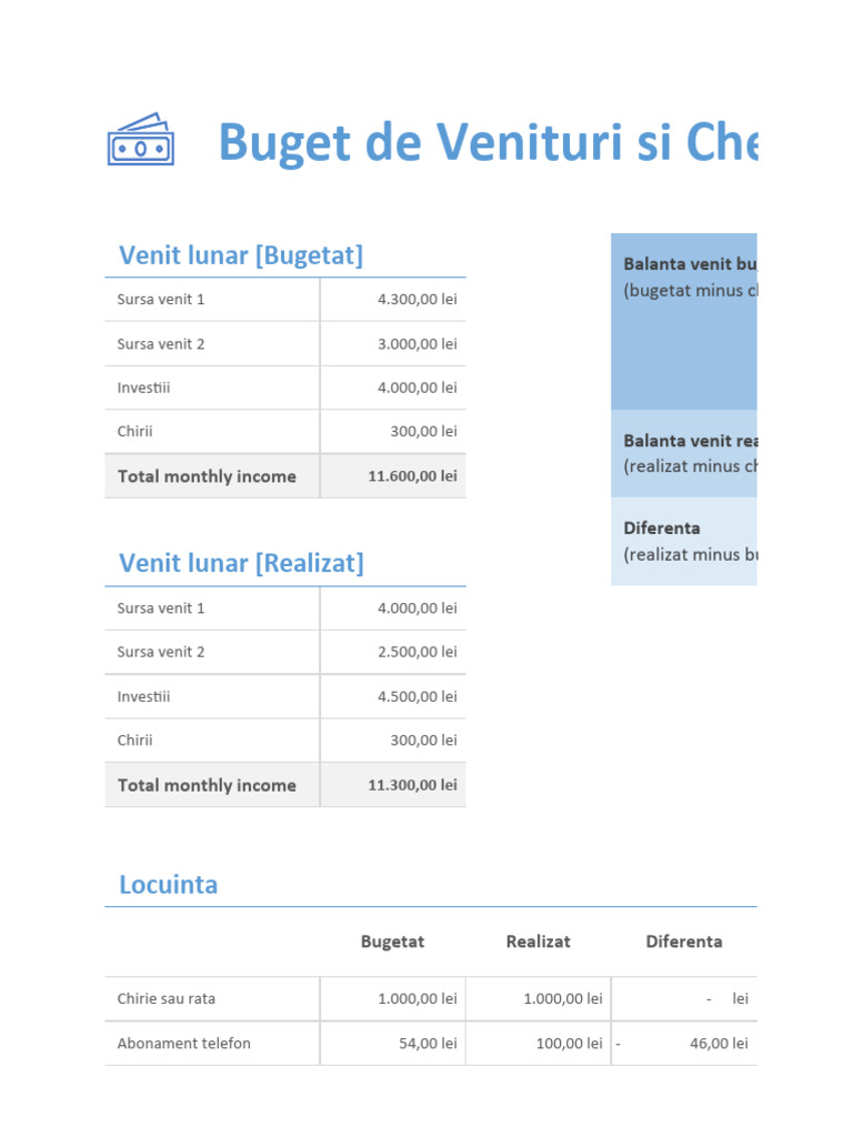 Model Buget Personal | PDF