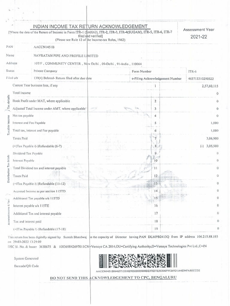 5 Company ITRs | PDF