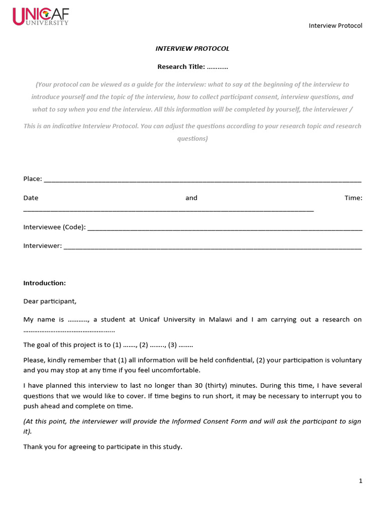 Interview Protocol - Template | PDF