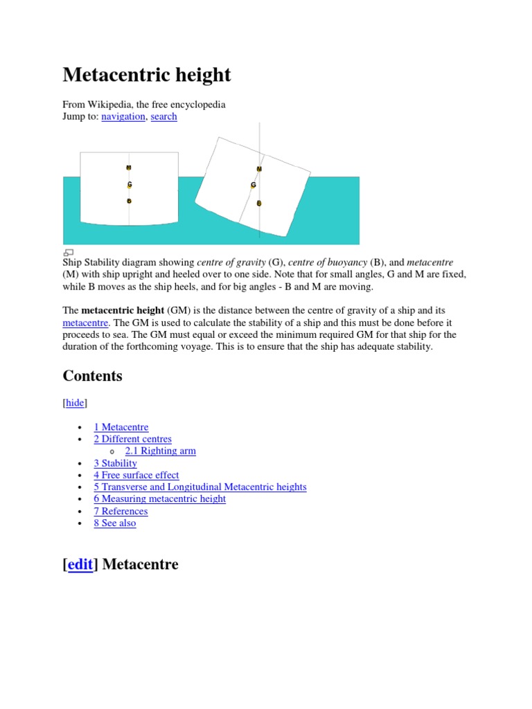 Metacentric Height | PDF | Shipbuilding | Mechanics