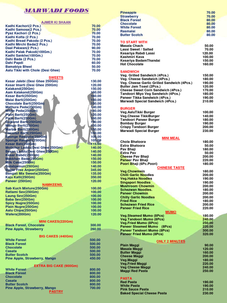 Marwadi University Food Menu List | PDF