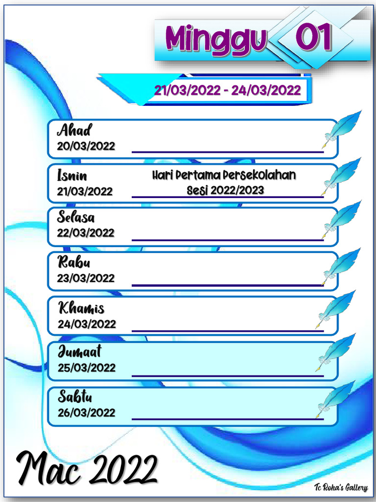 Divider Minggu RPH Kumpulan A Kosong | PDF