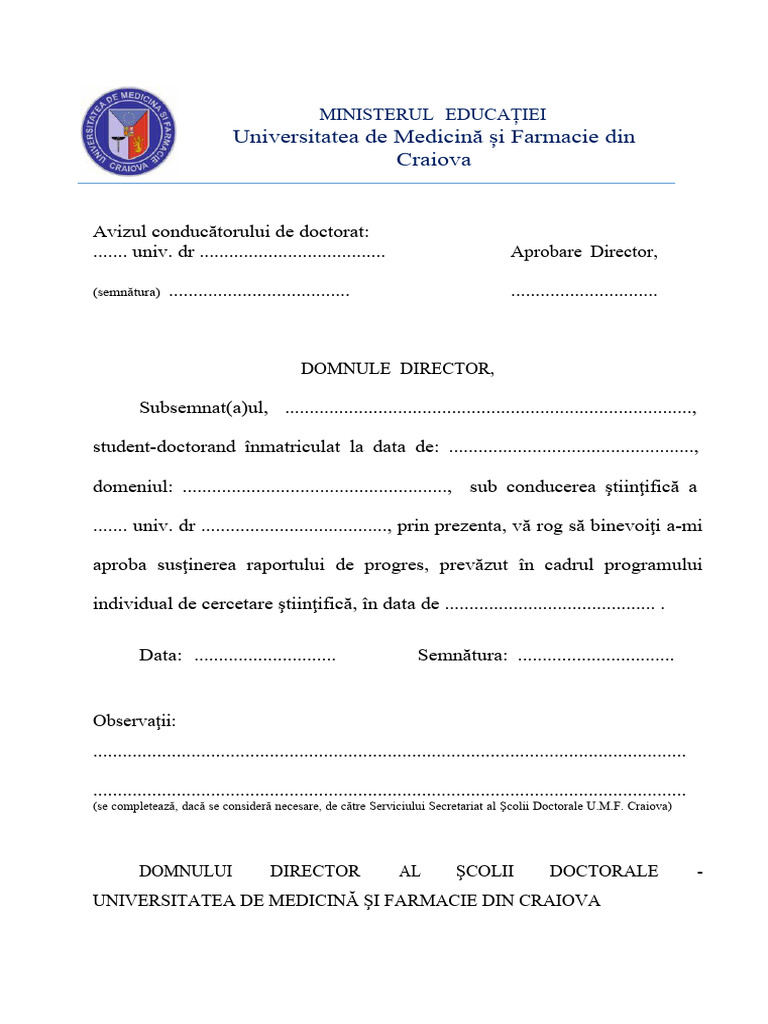 Cerere Si Proces Verbal Raport Progres | PDF