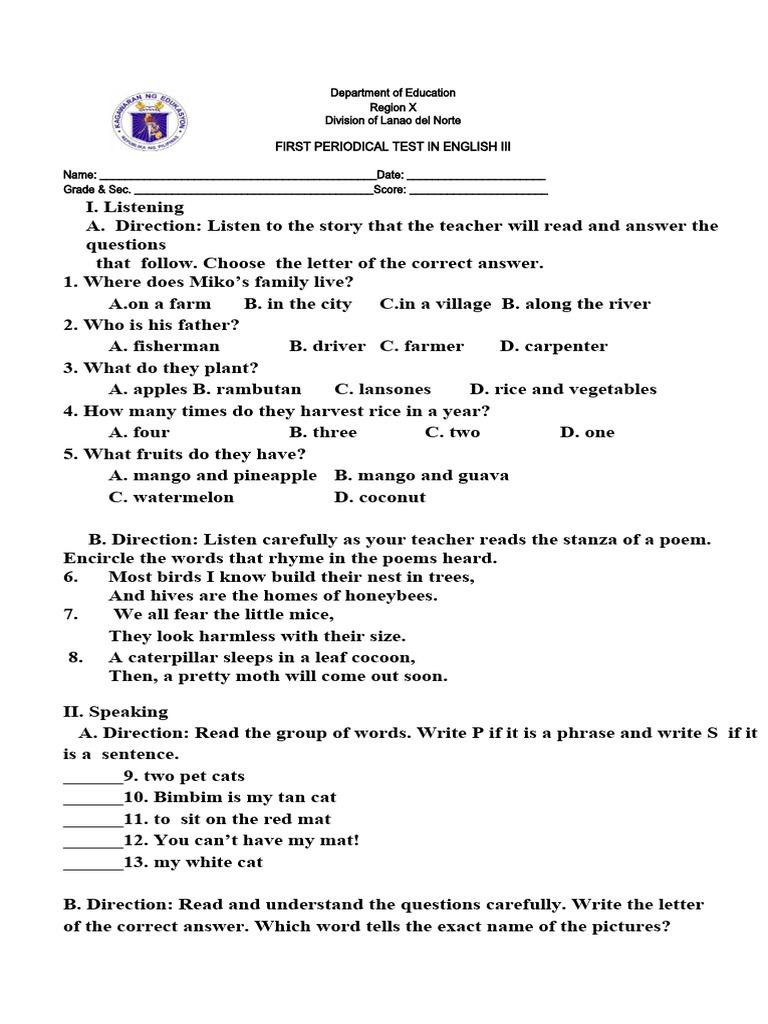 Grade 3 English | PDF