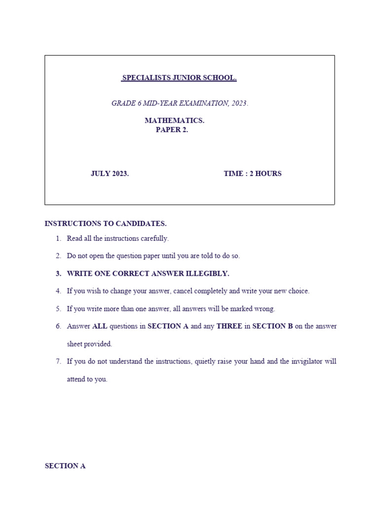 Grade 5 Maths Paper 2 | PDF