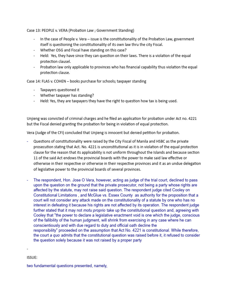 People v. Vera (Case Digest) | PDF | Writ Of Prohibition | Prosecutor