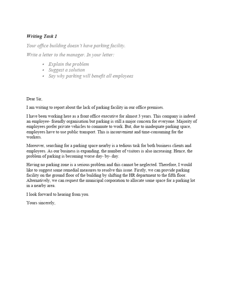 Business Letter of Request For Parking Space | PDF