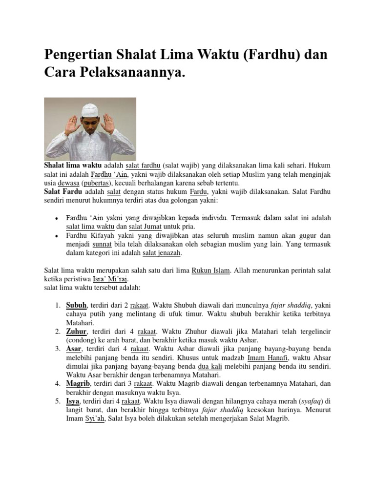 Pengertian Shalat Lima Waktu | PDF