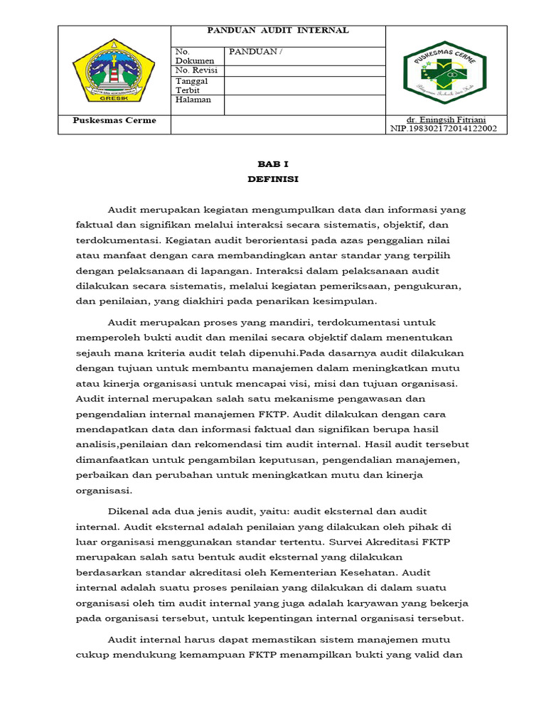 Panduan Audit Internal 2023 | PDF