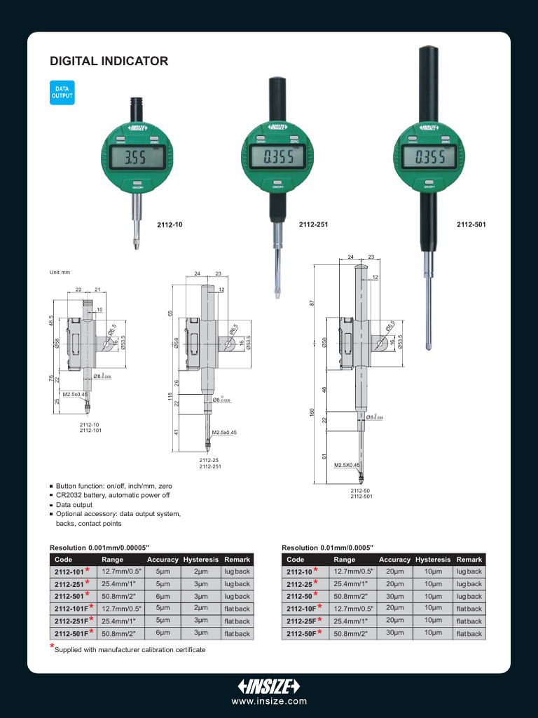 Digital Indicator Insize 2112 | PDF