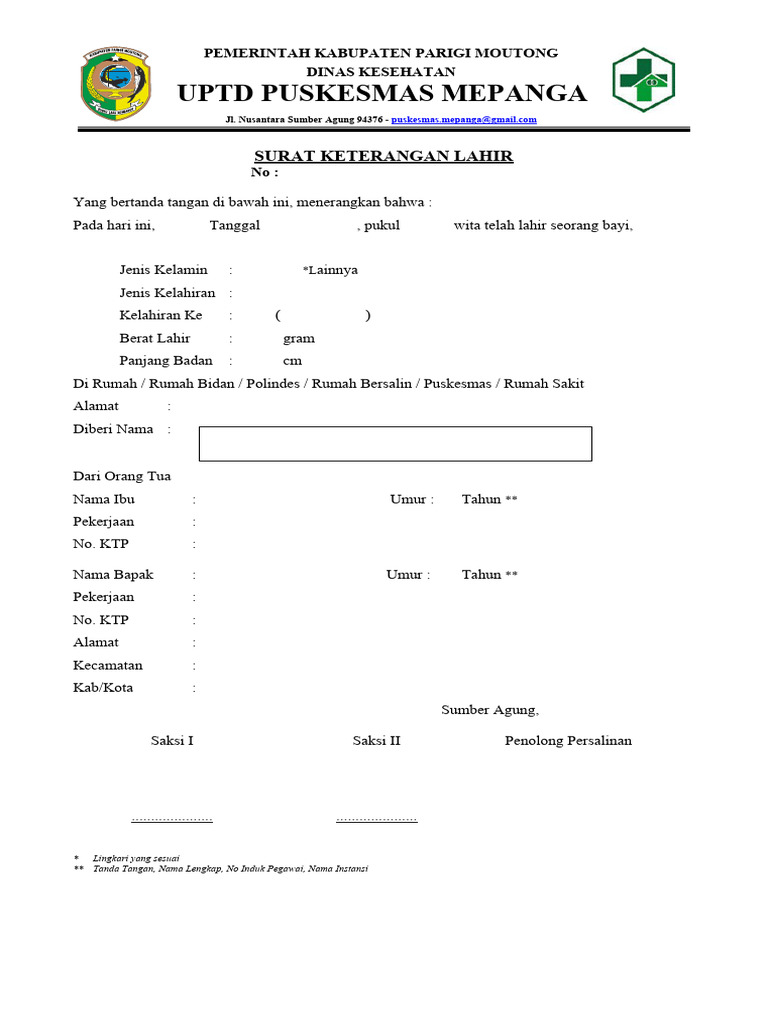Surat Keterangan Lahir | PDF