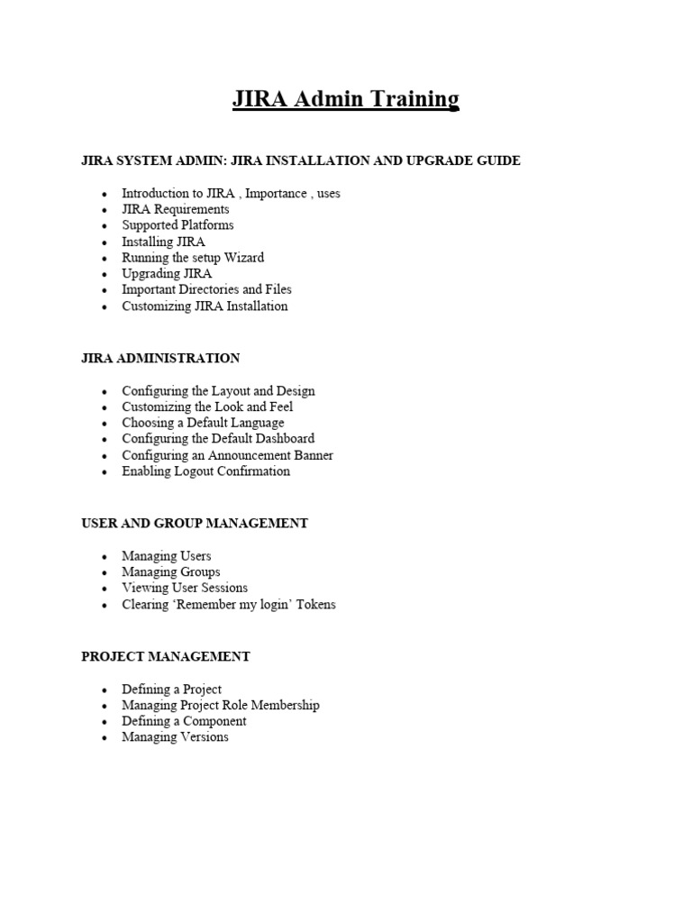 JIRA Admin Training | PDF